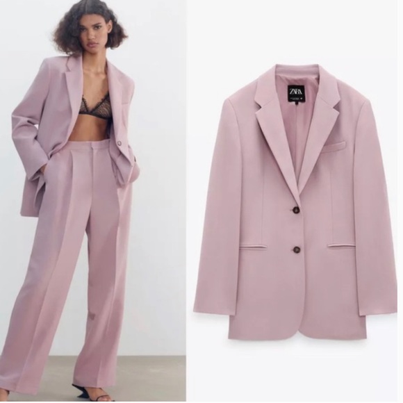 Zara | Jackets & Coats | Zara Pink Blazer | Poshmark